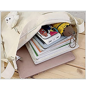 SPORTBANG Canvas Tote Bag for Women,Canvas Crossbody Cute Tote Bag Aesthetic Student Handbags Casual Shopping Work Travel Bag (Black#2, One Size)