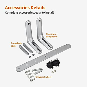 MYOYAY 2 Packs Room Divider Screen Holder,Thickened Aluminum Alloy Room Divider Feet Movable Wheel Privacy Screen Protector Holder for Bedroom Bathroom Office(Silver)