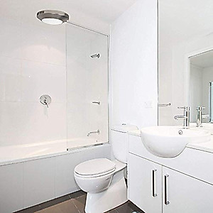 Homewerks 7117-01-BN Bathroom Integrated LED Light Ceiling Mount Exhaust Ventilation 1.1 Sones 80 CFM, Bath Fan Brushed Nickel