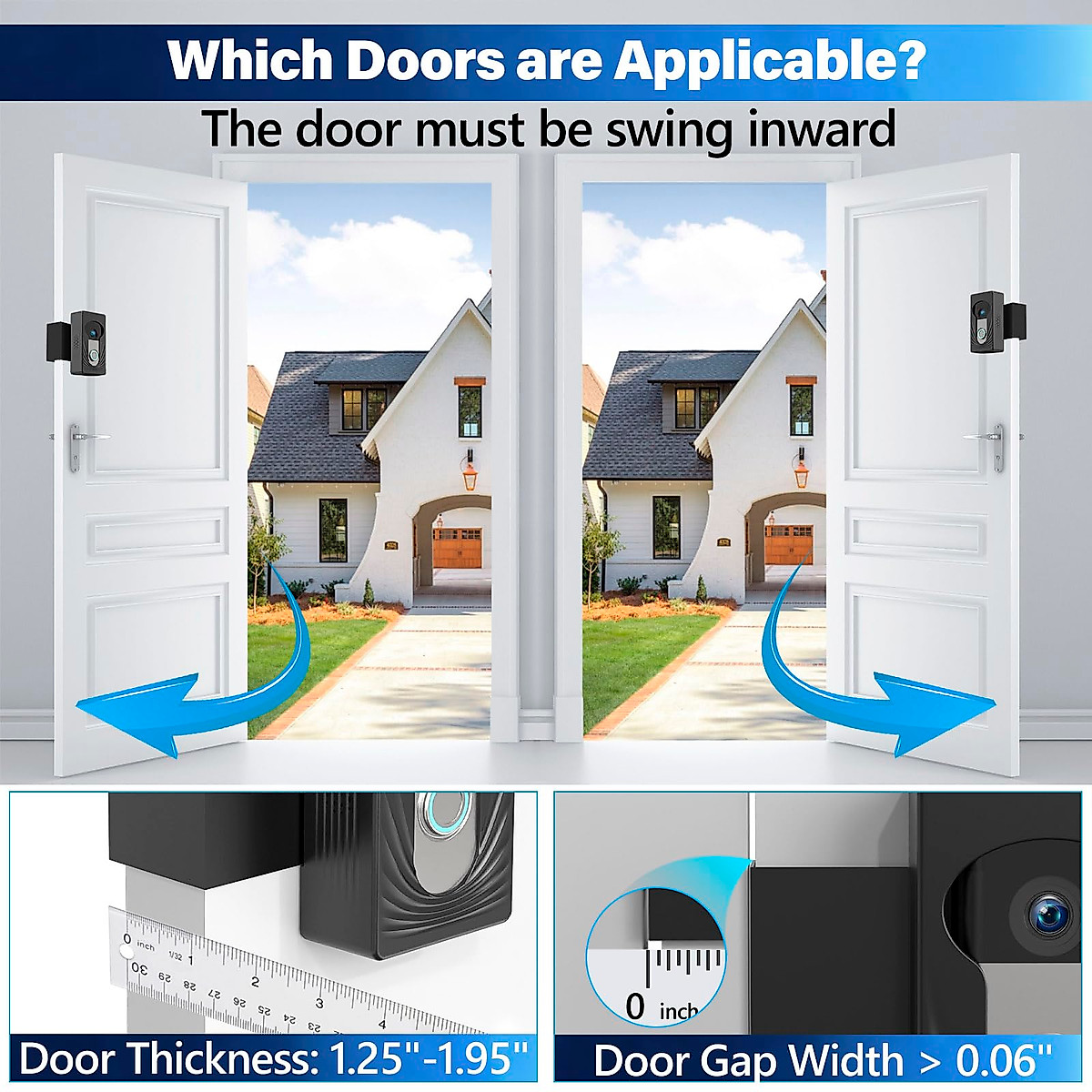 Doorbell Mount for Ring/Blink/Eufy Wireless Video Doorbell, Compatible with Ring Doorbell 4/3/2/1, No Drill Anti Theft Doorbell Mount Camera Mount with Double Screw Fixing, Black