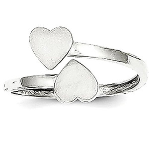 IceCarats 14K White Gold Double Heart Love Ring