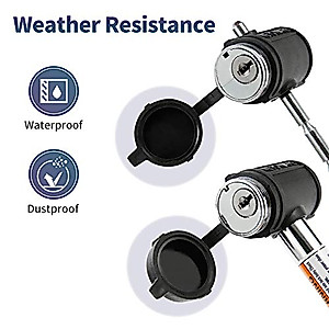 METOWARE Trailer Hitch Lock& Coupler Lock Kit, Swivel Head Hitch Receiver Pin Lock, 5/8" Dia Pin Lock and 1/4” Dia 1" to 3" Adjustable Span Trailer Lock