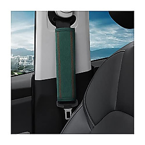 BELOMI 2PCS Car Seat Belt Cover, PU Leather Seatbelt Strap Covers, Breathable Soft Shoulder Pad Protector, Comfortable Protect Your Neck, Vehicle Accessories Universal for All Cars (Green/Red)