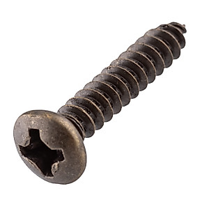 #5 x 5/8" Antique Brass Round Head Phillips Wood Screws - Pack of 25 - Self Tapping Screws for Wood - RH558-SAB