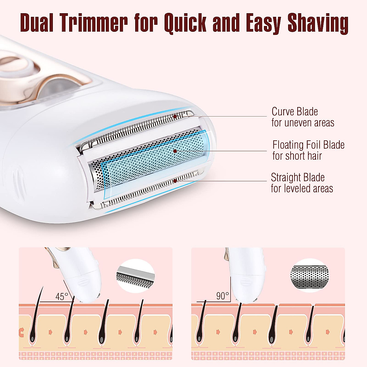 Epilator for Women - 3 in 1 Epilators Hair Removal for Women with Lady Shaver and Callus Remover, Electric Tweezers Face Hair Remover for Legs, Bikini, Arms