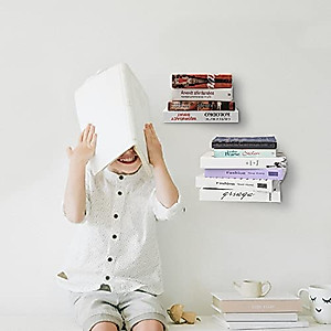 Homakover Invisible Floating Bookshelves, Heavy-Duty Book Organizers, Wall Mounted Bookshelf, Iron Storage Shelves for Bedroom, Living Room, Office (Small) (2 Pieces, White)