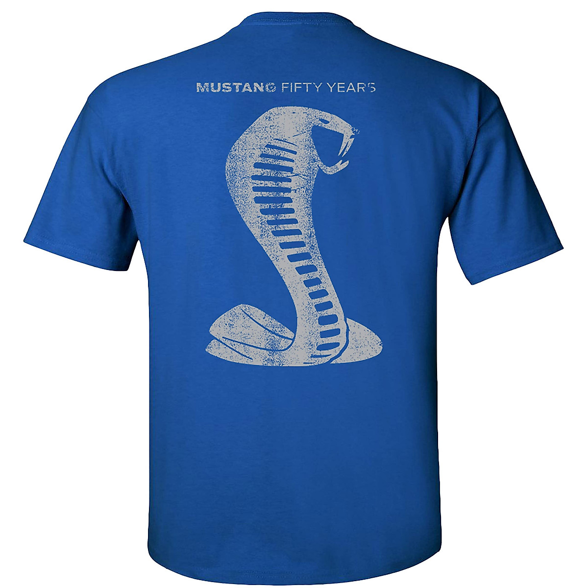 Fair Game Ford Mustang 50 Years T-Shirt Anniversary Grey Shelby Cobra Snake Silhouette-Royal Blue-XL