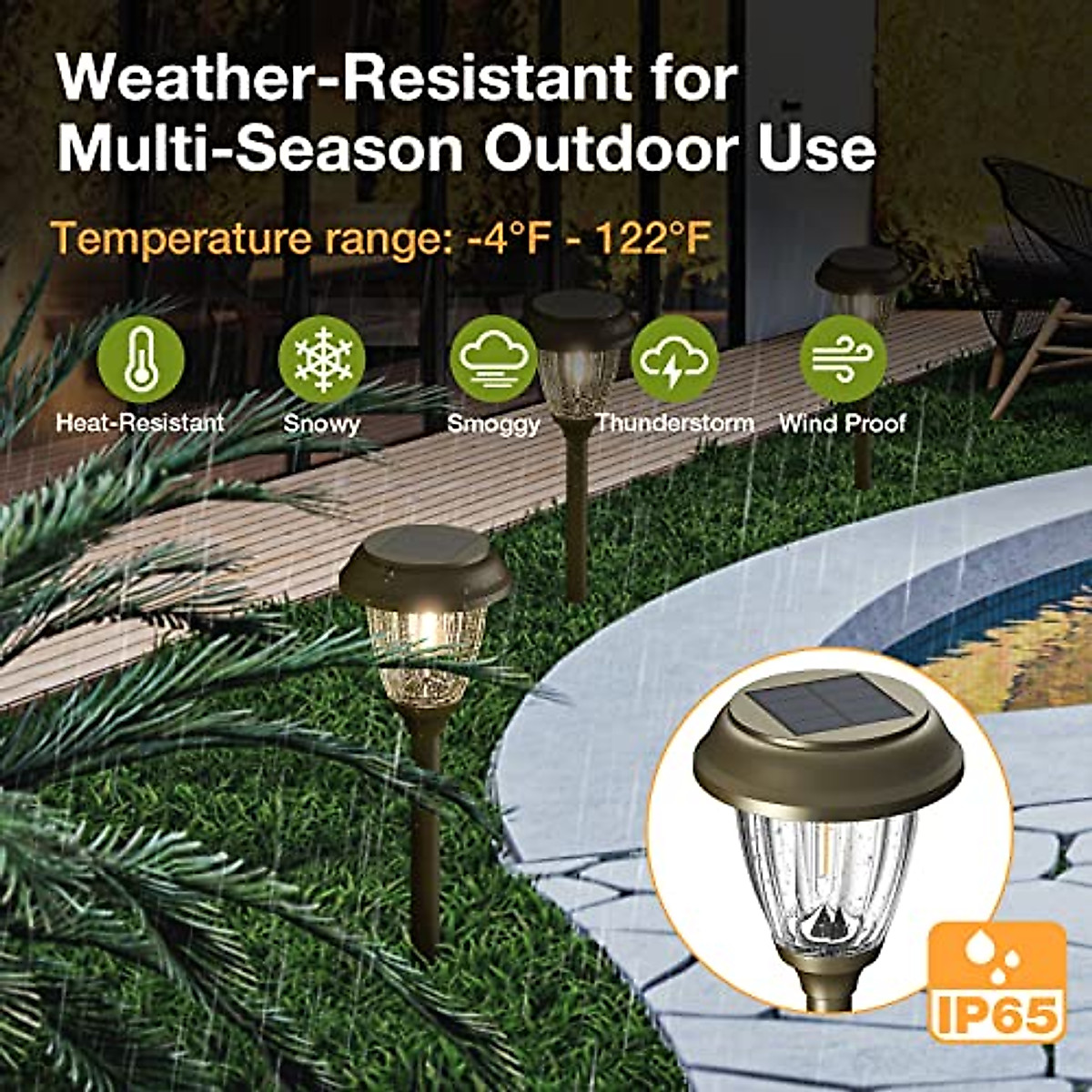 XMCOSY+ Solar Pathway Lights Outdoor Waterproof - 6 Pack Solar Garden Lights, Auto On/Off 10/25 Lumen Solar LED Outdoor Lights Warm White, Bubble Glass Solar Lights for Yard Path Lawn Walkway Driveway