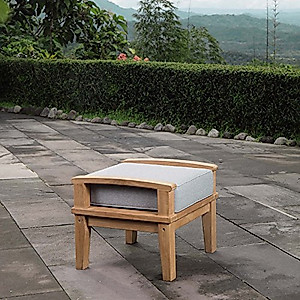 Modway EEI-1152-NAT-GRY-SET Marina Premium Grade A Teak Wood Outdoor Patio Ottoman, Natural Gray