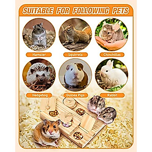 MWAOWM Guinea Pig Foraging Toys, 6 in 1 Hamsters Wooden Interactive Enrichment Toys, Treat Dispenser for Small Animal Funny Toys, for Rabbits, Bunny, Chinchillas, Rats and Gerbils