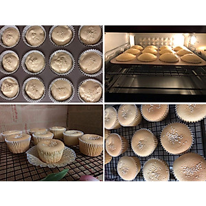 Mombake Food Grade White Greaseproof Paper Cupcake Liners Muffin Baking Cups Standard Sized, 500-Count