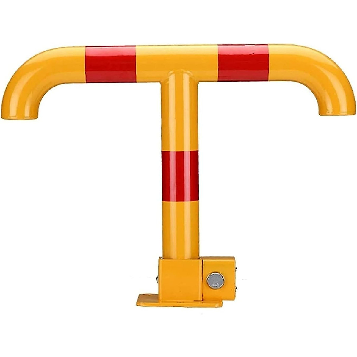 T-Shaped Heavy Duty Car Parking Space Lock Bollard Folding Lane Parking Barriers Security Posts for Private, Business, with Screws & Key (Yellow 550x400mm)