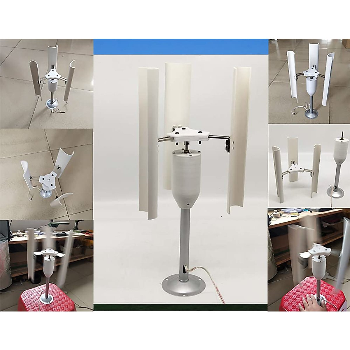 DIY Three-phase Permanent Magnet Generator, 3-Blade Vertical Axis Wind Turbine Model Wind Power 12V 30W Teach Model