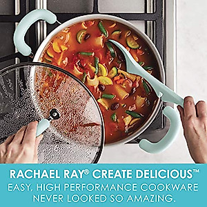 Rachael Ray Create Delicious Nonstick Stock Pot/Stockpot with Lid - 6 Quart, Blue