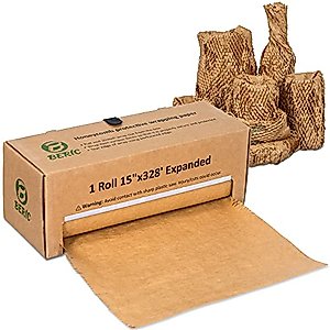 Beric Honeycomb Paper Cushioning Wrap - Packing - Shipping Supplies - Packing Paper - Boxes For Packaging - Alternative To Bubble Wrap Roll - Packing Paper For Moving - 15" X 328'