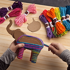 Craft-tastic — Yarn Elephants Kit — Craft Kit Makes 2 Yarn-Wrapped Elephants — for Ages 8+