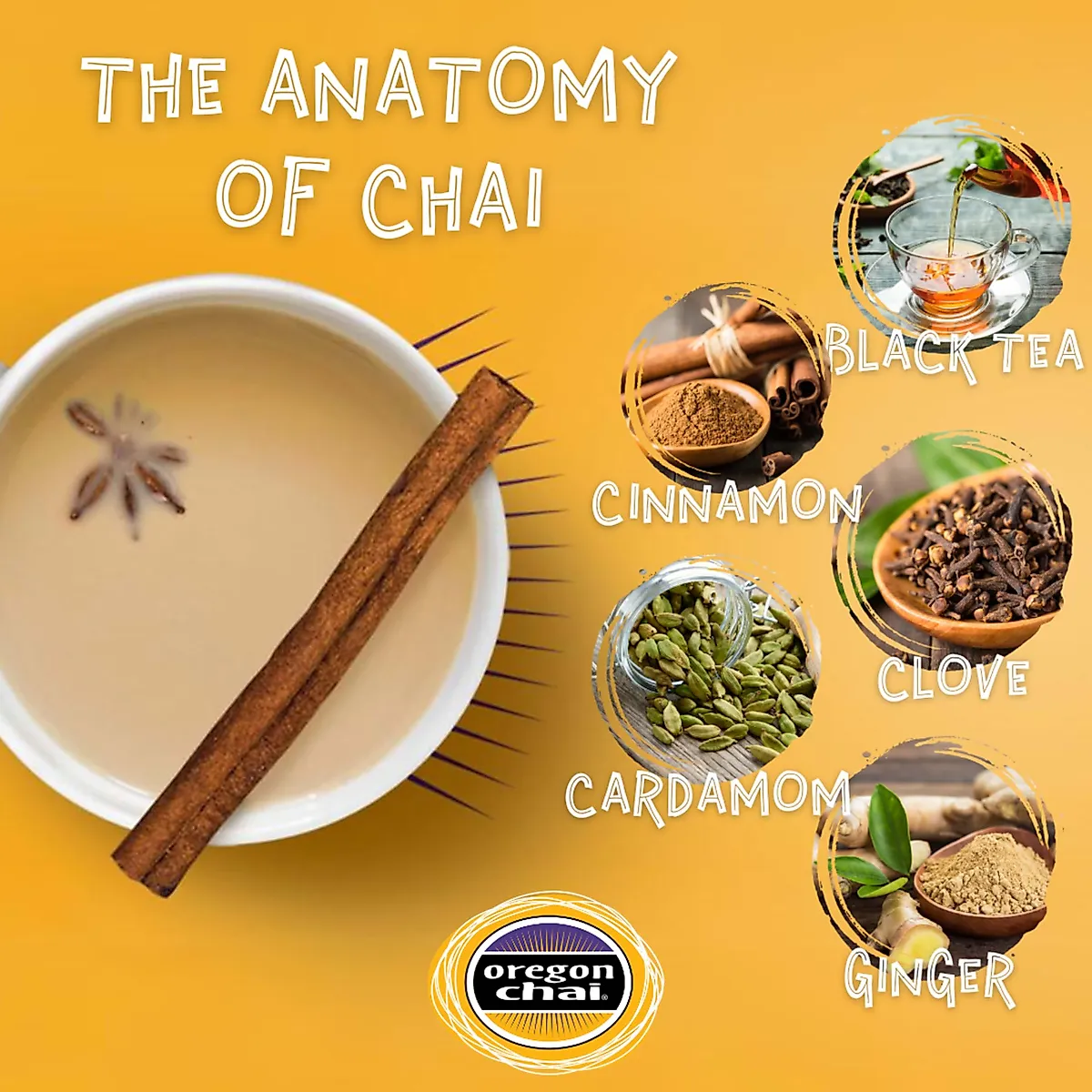 Oregon Chai Original Chai Tea Latte Single Serve Powdered Mix, 8 Count (Pack of 6)