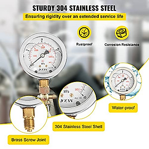 VEVOR Hydraulic Pressure Test Kit, 25/40/60Mpa/11Couplings, Excavator Parts Hydraulic Tester Coupling Hydraulic Pressure Gauge Kit for Excavator Construction Machinery