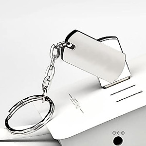 304 Stainless Steel USB 3.0 Flash Drive with Metal Lanyard/Key Chain,20Mb/S High Speed Data Transmission,32GB 64GB 128GB (64GB,Silver)