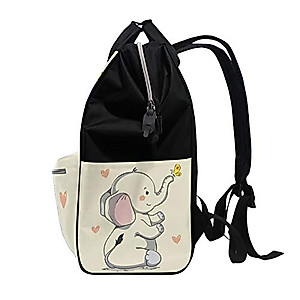 ColourLife Diaper bag Backpack Pretty Smiling Elephant Casual Daypack Multi-functional Nappy Bags