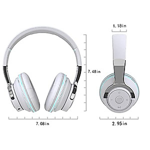 Wireless Bluetooth Headphones Active Noise Cancelling Headphones Over Ear Headphones Wireless Headset with Deep Bass Memory Foam Ear Cups On-Ear Headphones Bluetooth Earphones Gym Headphones (White)