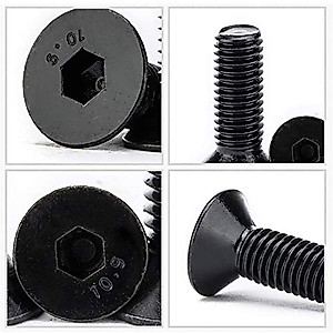L-A M6-1.0x20mm 10.9 Carbon Steel Countersunk Head Hex Socket Screw Flat Countersunk Hex Socket Bolts Screws （25 Pcs）