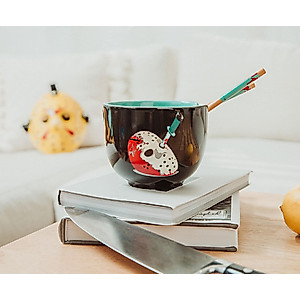 FRIDAY THE 13TH Jason Voorhees 20-Ounce Ramen Bowl and Chopstick Set Blue (WBH701KD)