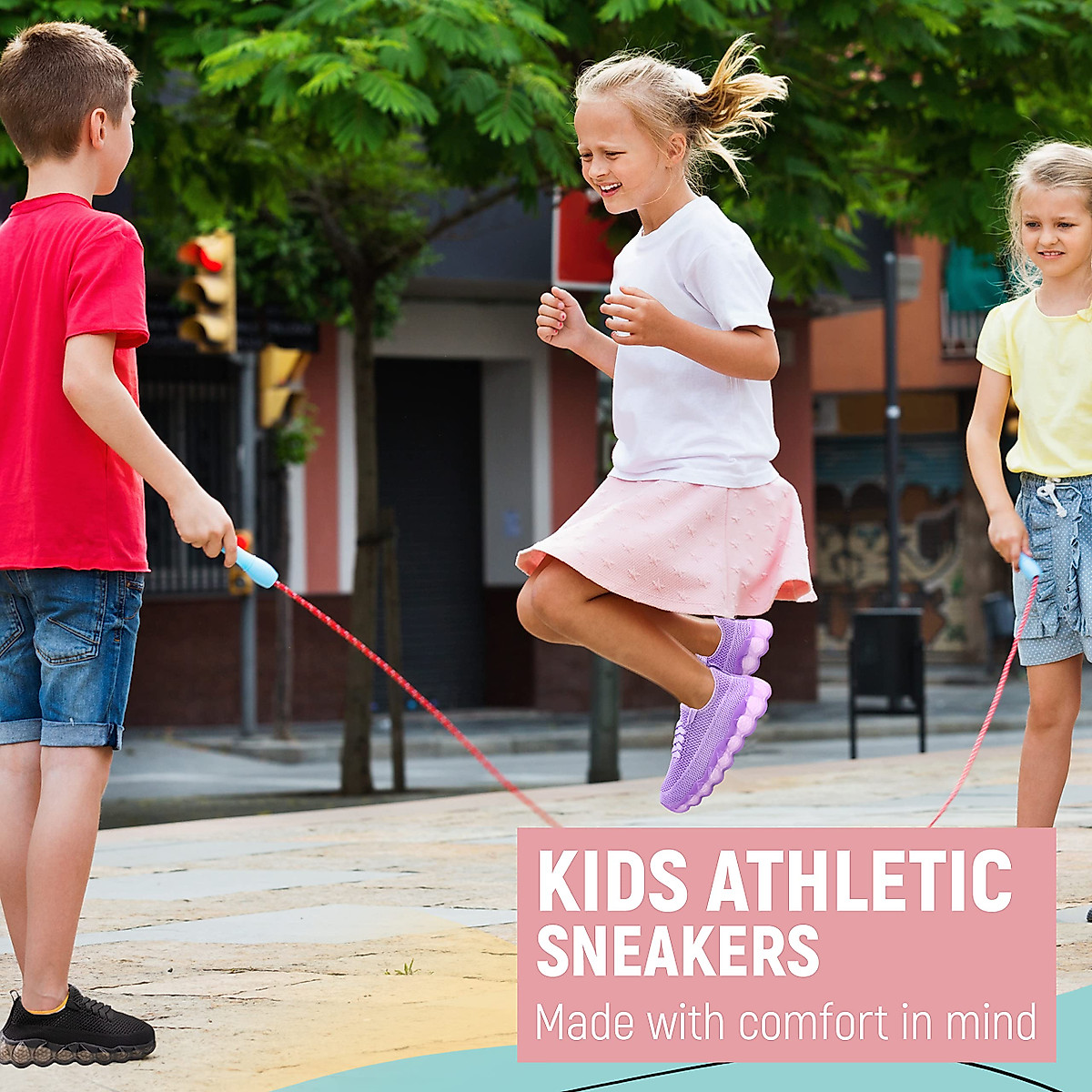 The Fashion Supply Kids' Shoes, Cynthiabubble Sneakers, Lightweight & Breathable, White, Big Kid 2, Athletic Shoes