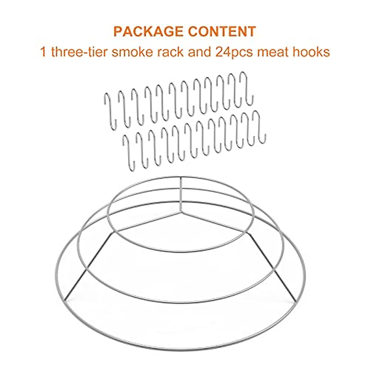 Onlyfire Chef Rib Hanging System, Stainless Steel 3-Tier Rib Hanger with Removable Cooking Hooks, Barbecue Cooking Accessories for Weber 22 inch Smokey Mountain Cooker