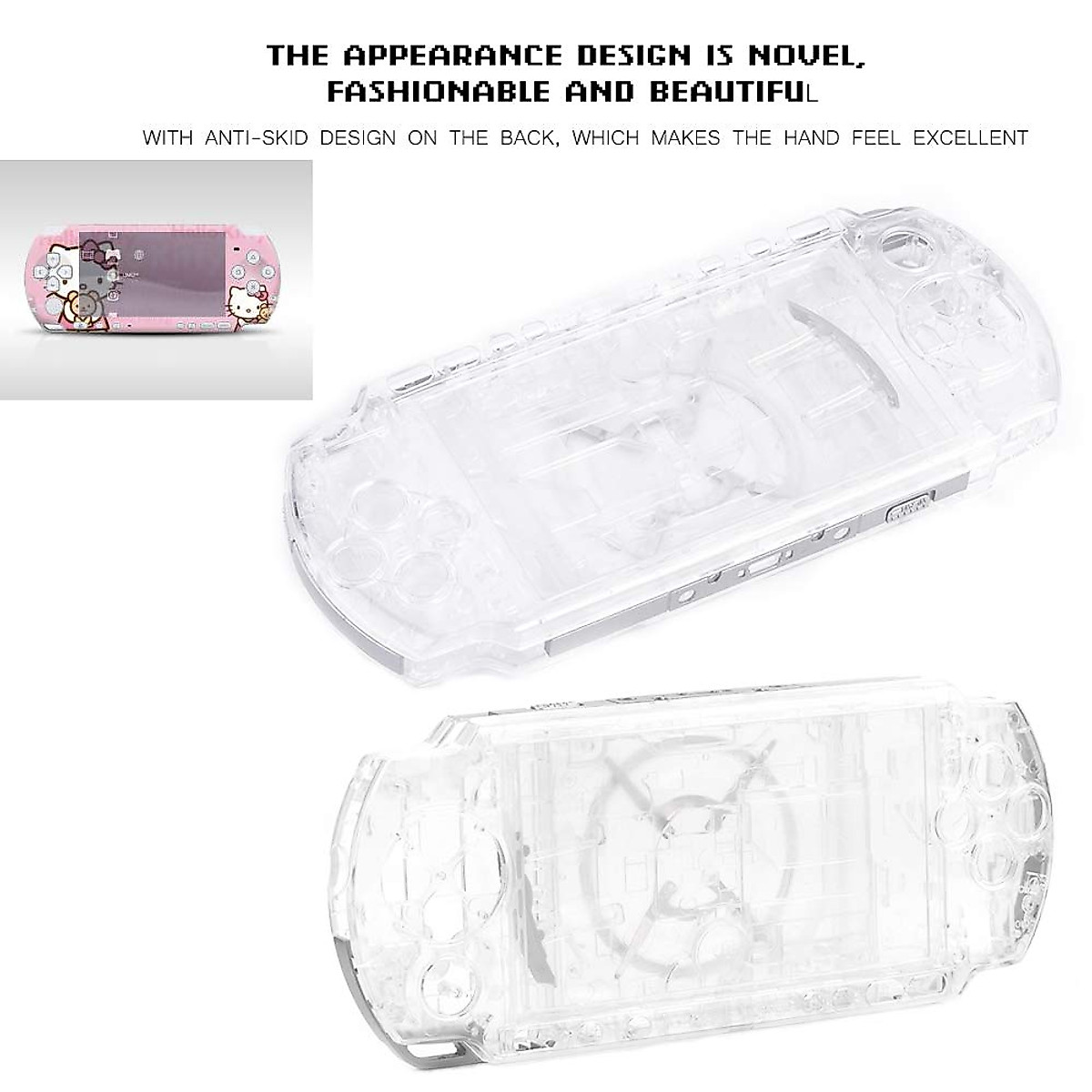 Game Console Shell Replacement Full Housing Console Case Compatible with PSP 3000(Clear)