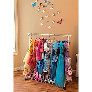 Childrens Garment Rack- Kids Closet Organizer- Kids Clothing Rack with 10 Hangers & Opt. Wheels (Includes 10 Pink Childrens Velvet Hangers)