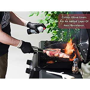 Nechtik BBQ Gloves disposable - 4 Cotton Glove Liners and 100 Disposable Gloves - Meat Gloves - Machine Washable - Powder Free Latex Free, Black Nitrile Gloves
