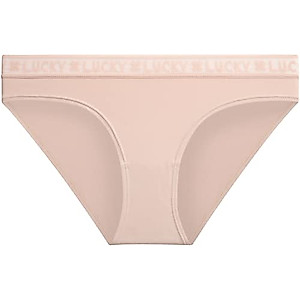 Lucky Brand Women's Underwear - 10 Pack Microfiber Bikini Panties (S-XL), Size X-Large, Gardenia/Naturale/Sphinx/Silver Sconce/Black