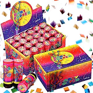 Honoson Confetti Poppers Cannons Confetti Cannon Poppers Confetti Shooters Air Compressed Cannon for Wedding Birthday Gender Reveal Graduation Baby Shower Decoration Favor (24 Pcs, 4.33 Inch)
