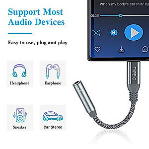 TITACUTE USB C Headphone Adapter for Galaxy S23 S22 Ultra A53 A54 USB C to 3.5mm Jack Audio Adapter Aux Cable Hi-res DAC Earphone Dongle for Samsung S21 S20 Z Flip 4 Google Pixel 6 6a 7 Pro 7a OnePlus