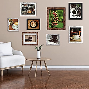 LANDNEOO 8x10 Picture Frame, 4 Pack Woodgrain Wider Frames, Display Pictures 5x7 with Mat or 8x10 Without Mat, Picture Frames Collage Wall Decor or Table Top Display, Multicolour