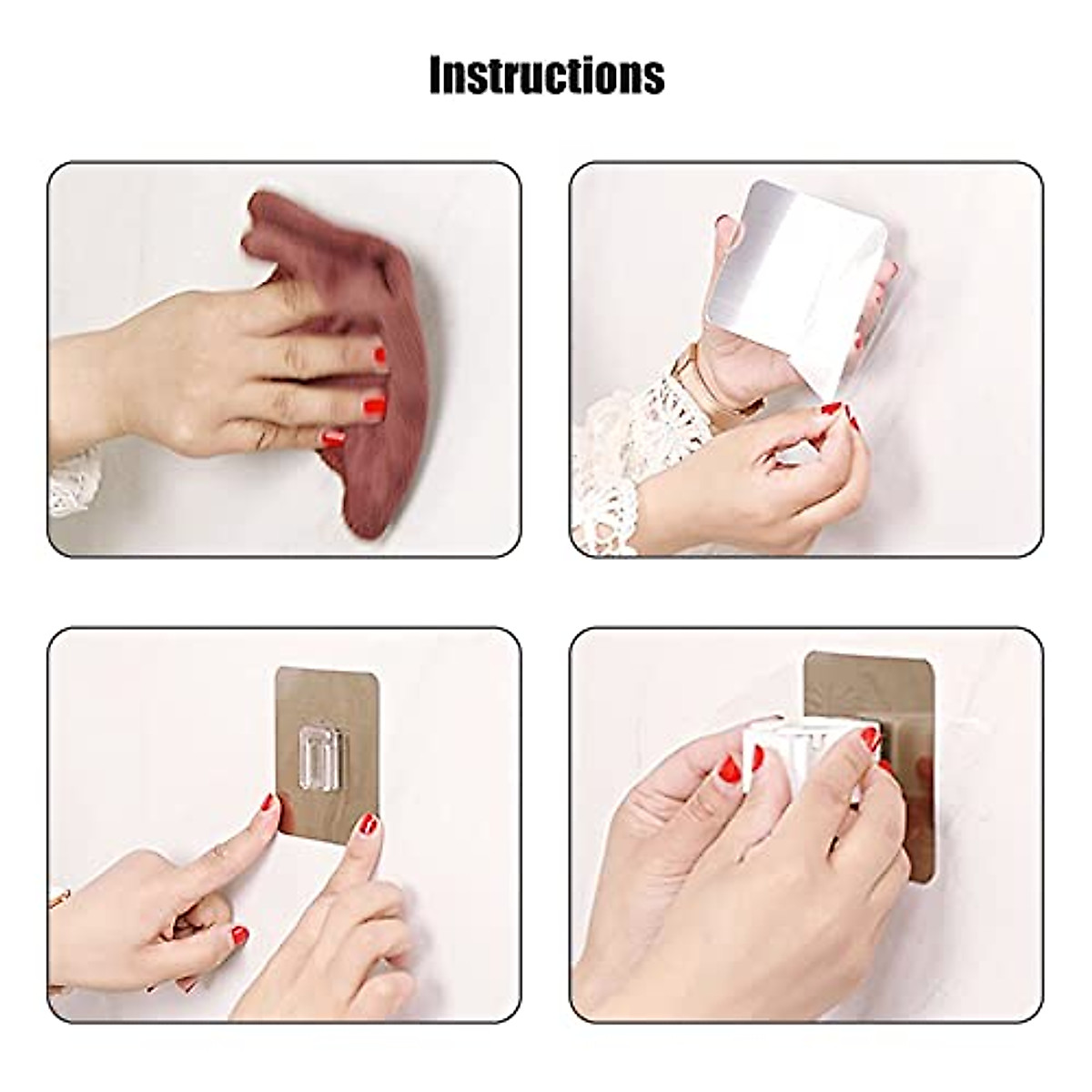 Self-Adhesive Mop Holder,Broom Wall Mounted Rack,Sweeper Gripper Hanger,Cleaning Tools Sticker Hook,Bathroom/Kitchen/Toilet/Garage/Garden Organization Gadget,No Drilling/Strong Bearing/Anti-Slip(4pcs)