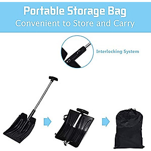 Nightcore Easy-to-Grip Ridged Handel 3-in-1 Snow Shovel, 35” Aluminum Pole, Multi-Use Blade Dozer Design, Black, 10” x 27.5-35” (l x w x h)