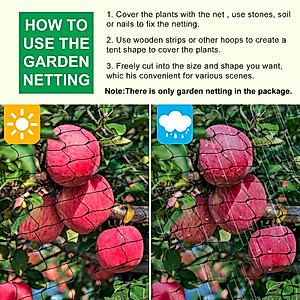 Unves Bird Netting, 13 x 33 Feet Reusable Heavy Duty Fruit Tree Netting with 50pcs Cable Ties, Garden Netting for Seedlings Plants Vegetables Protection from Birds and Animals Reusable Fencing