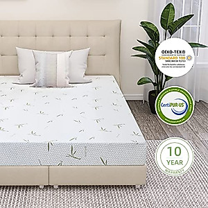 Opoiar Queen Size Mattress 8 Inch, Medium Firm Mattress in a Box,Gel Green Tea Memory Foam Mattress with Breathable Bamboo Cover,Cool Sleep&Pressure Relief,CertiPUR-US Certified,Made in USA