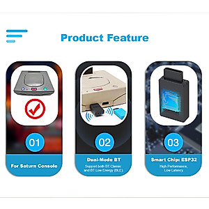 BITFUNX RetroScaler SEGA Saturn Wireless Controller Adapter - Supports SEGA Saturn Game Console, Compatible with PS3/PS4/PS5, Xbox One S, Series X/S, Switch Pro Bluetooth Controllers