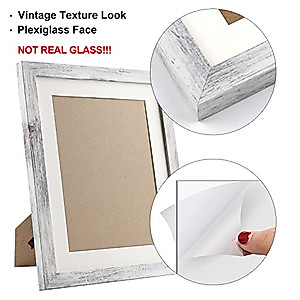 TOFOREVO 8x10 Picture Frames Set of 2 Distressed White Wood Grain Photo Frame for Gallery Wall Mounting or Tabletop Display