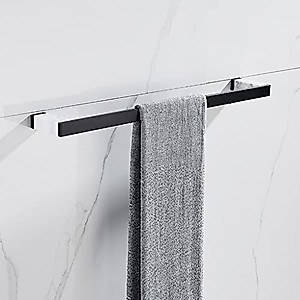 Bath Towel Bar Marble Towel Rack, Bathroom Wall Rack, Black Towel Rail Towel Holder (Color : Single Pole)