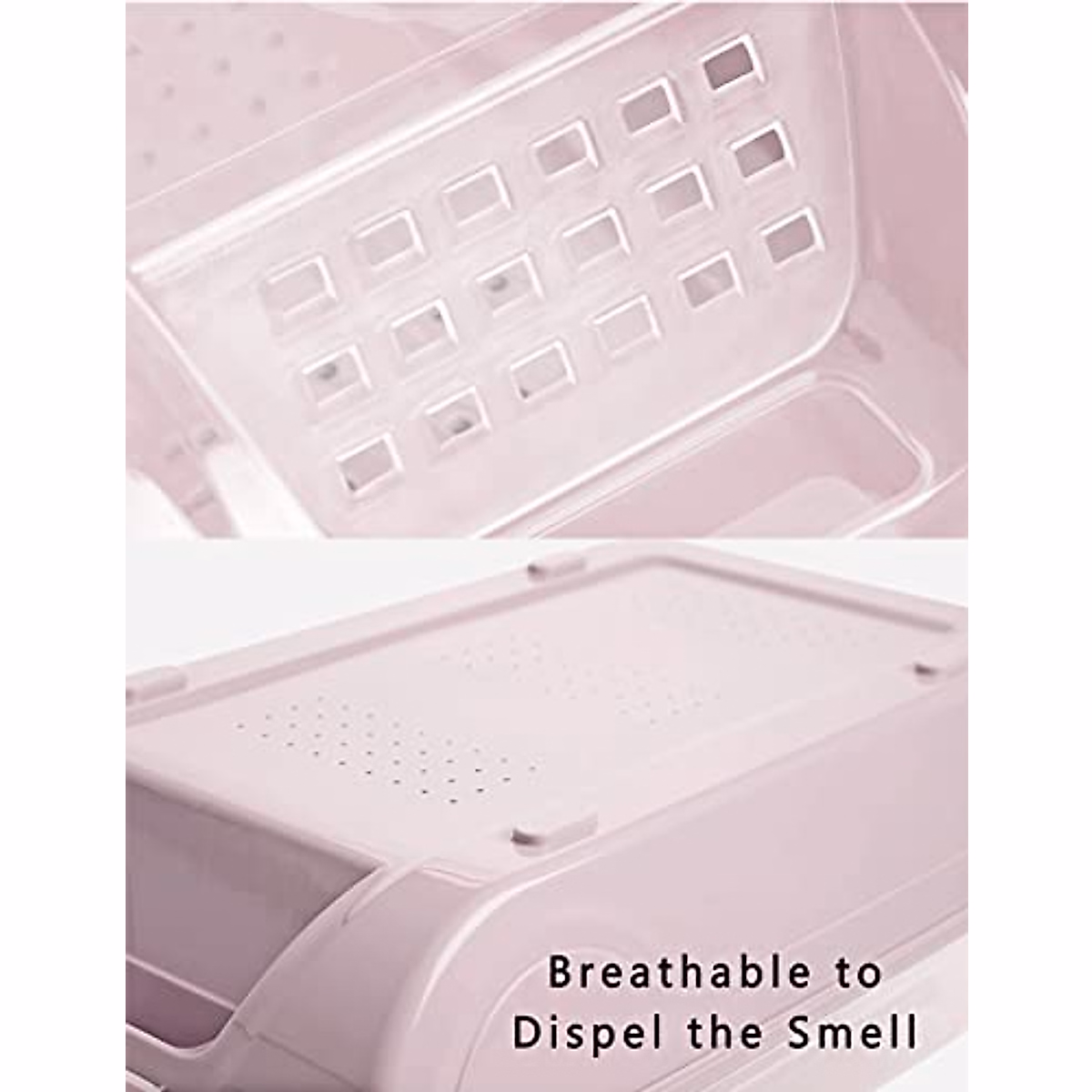 YEAVS 6 Pack Storage Shoe Box Stackable, Thickened Clear Plastic Shoes Containers, Sneaker Organizer Bins with Lids (Pink)