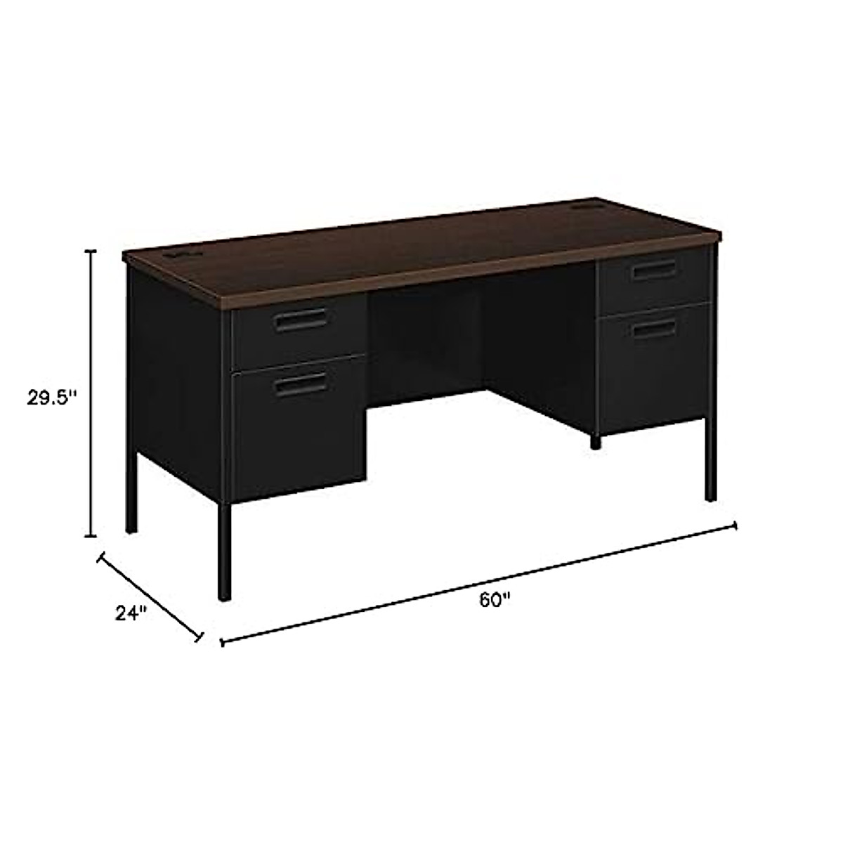 HON Metro Series Knee Space Credenza, 60" by 24" by 29-1/2", Mocha/Black