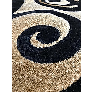 Contempo Modern Area Rug Contemporary Abstract Black Design 341 (4 Feet X 5 Feet 3 Inch)