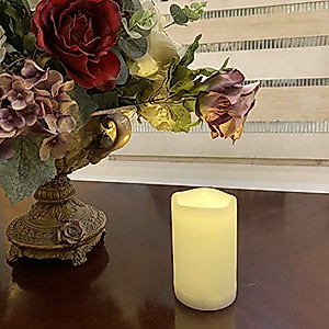 1 Pack Outdoor Flameless Pillar Candle with Remote and Timer Waterproof Battery Operated Electric LED Candle Set for Gift Home Décor Party Wedding Supplies Garden Christmas Decoration, 3” x 5”