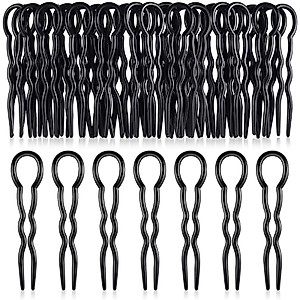 24 Piece Plastic Hair Bobby Pins U Shaped Grip Pins Fast Spiral Clips Hair Grip for Women Hairstyle Accessories(Black)