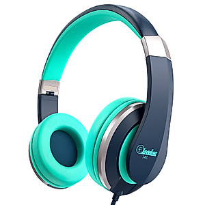 ELECDER Kids Headphones i41 Headphones for Kids Children Girls Boys Teens Foldable Adjustable On Ear Headphones with 3.5mm Jack for Cellphones Computer Kindle School Blue&Teal