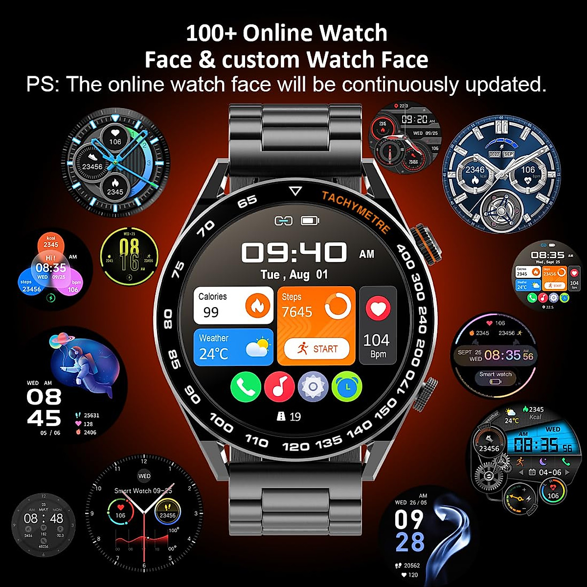 paazomu Men Smart Watch for Android iOS, Bluetooth Call with Heart Rate/Sleep Monitor Fitness Tracker, 1.46" Full Touch Screen IP67 Waterproof Stainless Steel Business Activity Tracker for Men